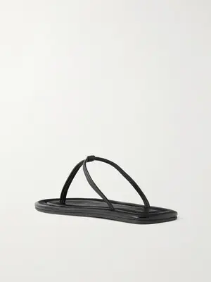 ST. AGNI Leather T-bar Sandals - Black