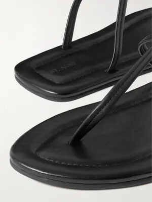ST. AGNI Leather T-bar Sandals - Black