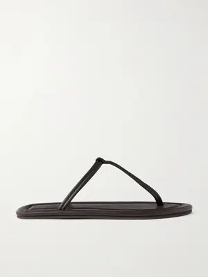 ST. AGNI Leather T-bar Sandals - Brown