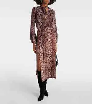 Rixo Moss Leopard-print Silk Blouse