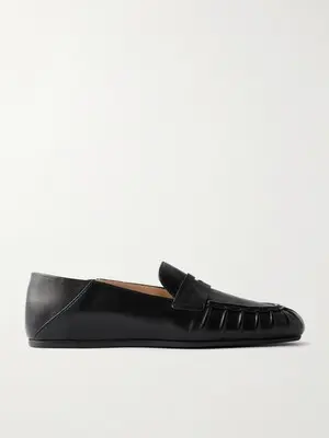STUART WEITZMAN Brooks Collapsible-heel Leather Loafers
