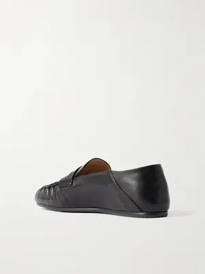 STUART WEITZMAN Brooks Collapsible-heel Leather Loafers