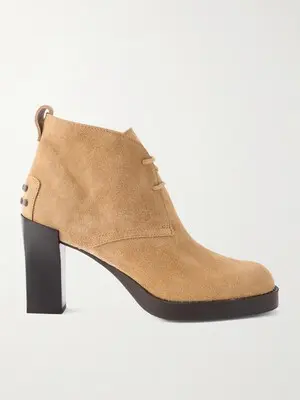 TOD'S Gomma Suede Ankle Boots - Brown