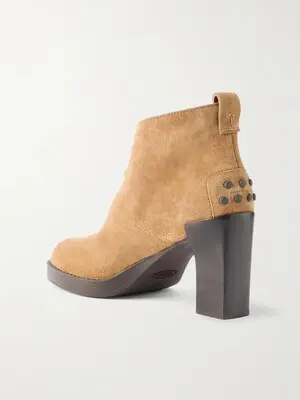 TOD'S Gomma Suede Ankle Boots - Brown