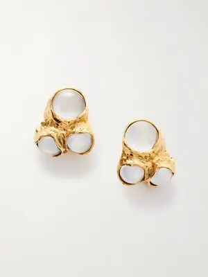 Saint Laurent Tone And Resin Clip Earrings - Gold