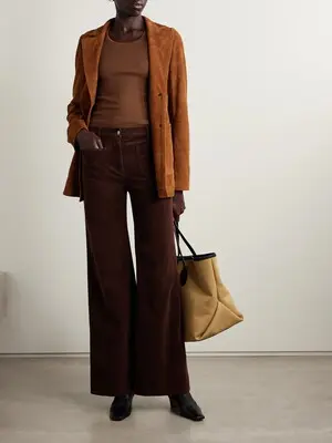NILI LOTAN Florence Cotton-blend Corduroy Flared Pants - Burgundy
