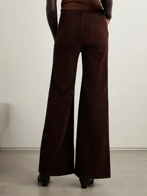 NILI LOTAN Florence Cotton-blend Corduroy Flared Pants - Burgundy