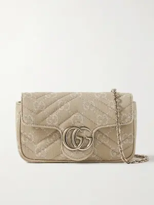Gucci Gg Marmont 2.0 Matelassé Canvas-jacquard Shoulder Bag - Neutrals