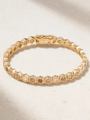 KOLOURS JEWELRY Hexagon 18-karat Diamond Bracelet - Gold
