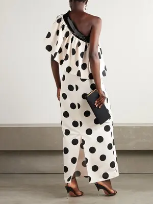 DIMA AYAD One-shoulder Polka-dot Maxi Dress