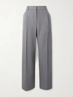 Alaïa Pleated Wool-gabardine Straight-leg Capri Pants - Gray
