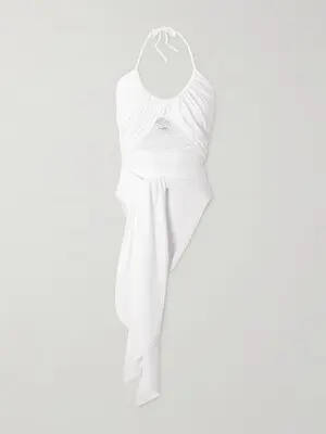 Alaïa Halterneck Draped Swimsuit - White