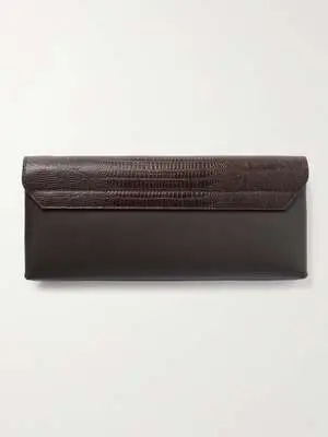 Brunello Cucinelli Lizard-effect Leather Clutch - Dark Brown