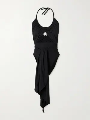 Alaïa Halterneck Draped One-piece Swimsuit - Black