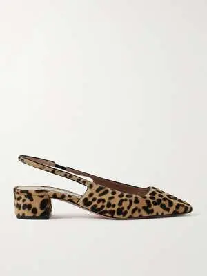AQUAZZURA Ginza 35 Leopard-Print Slingback Pumps Leopard Print