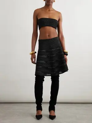 Alaïa Cropped Ribbed-knit Bandeau Top