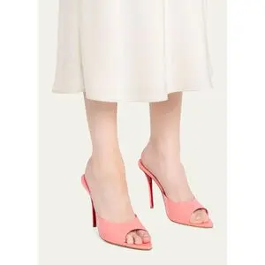 CHRISTIAN LOUBOUTIN 100mm Miss Z Leather Mule Sandals - Grapefruit