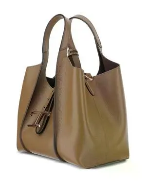 TOD'S T-buckle Leather Shoulder Bag - Brown