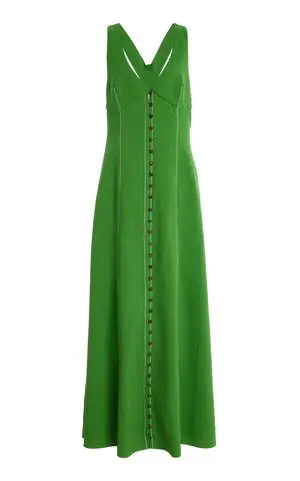 Rosie Assoulin Row; Row; Row Your Buttons Cotton-blend Dress - Green
