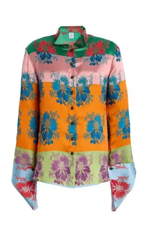 Rosie Assoulin French Cuff Jacquard Silk-blend Shirt