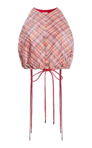 Rosie Assoulin Draw Me Closer Silk-blend Top - Plaid
