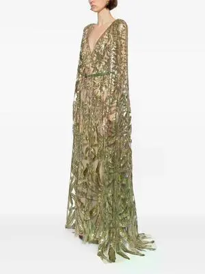 Elie Saab Embroidered Tulle Long Dress