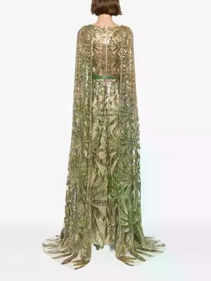 Elie Saab Embroidered Tulle Long Dress