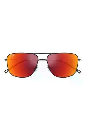 Maui Jim Mikioi Titanium Rectangular Sunglasses - Black