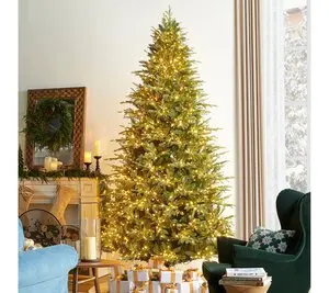 GLITZHOME 9ft Led Pre-lit Green Full Fir Faux C Hristmas Tree - One-color