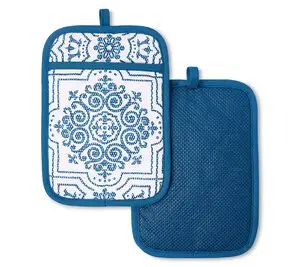 MARTHA STEWART Strie Medallion Pot Holder 2-pac K Set - One-color