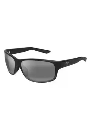 Maui Jim Kaiwi Striped Rectangle Sunglasses - Black
