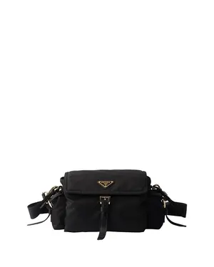 Prada Medium Re-nylon Shoulder Bag With Flap - Black