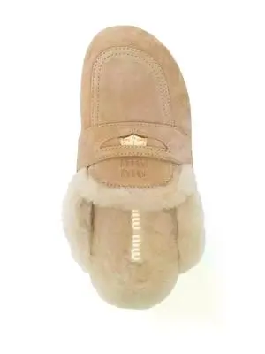 Miu Miu Shearling Suede Mules