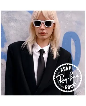 Ray-ban Wayfarer Puffer A$ap Rocky Square Sunglasses - White