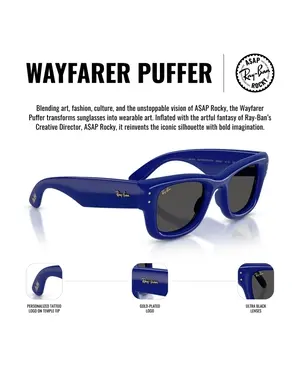 Ray-ban Wayfarer Puffer Square Sunglasses, 47mm - Blue