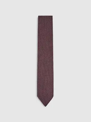 REISS Bernardo Geometric-chain Print Tie - Bordeaux