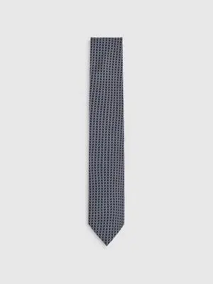 REISS Bernardo Geometric-Chain Print Tie Navy