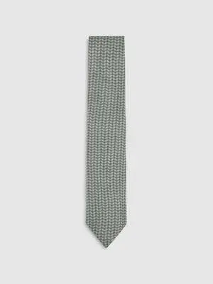 REISS Bernardo Geometric-chain Print Tie - Sage