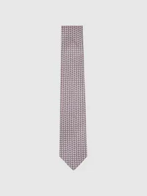 REISS Bernardo Geometric-chain Print Tie - Soft Pink