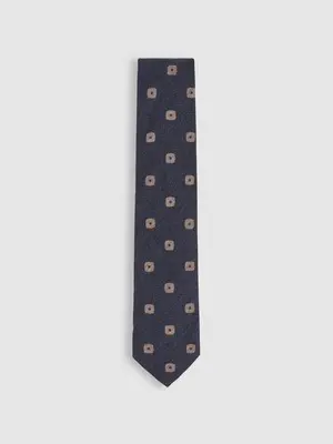 REISS Marco Silk-wool Medallion Tie - Navy