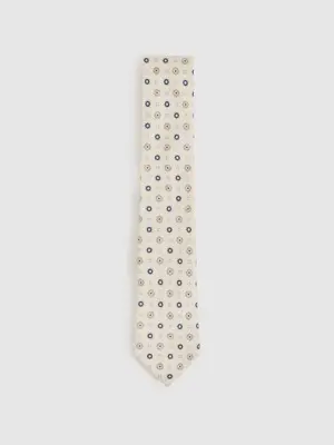 REISS Cosimo Floral-medallion Silk Tie - Ivory