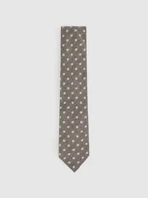 REISS Tullio Wool-silk Floral-medallion Tie - Grey