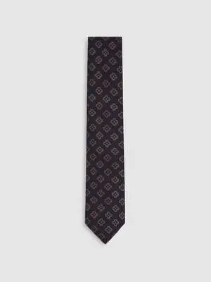 REISS Omero Floral-medallion Neck Tie - Navy
