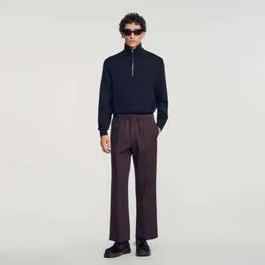 Sandro Wide-leg Elastic Waist Trousers - Chocolate