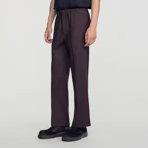 Sandro Wide-leg Elastic Waist Trousers - Chocolate