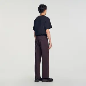 Sandro Wide-leg Elastic Waist Trousers - Chocolate