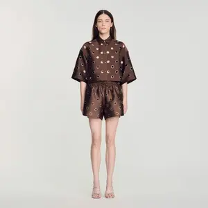 Sandro Rhinestone Embellished Oversized Shirt