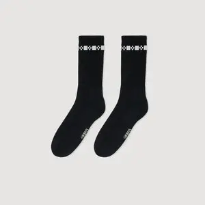 Sandro Square Cross Embroidered Socks - Black