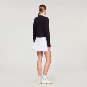 Sandro Fine Knit Cardigan With Detachable Ruffle Collar