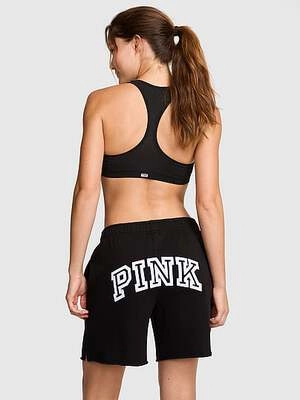 Pink Campus Fleece Shorts - Black